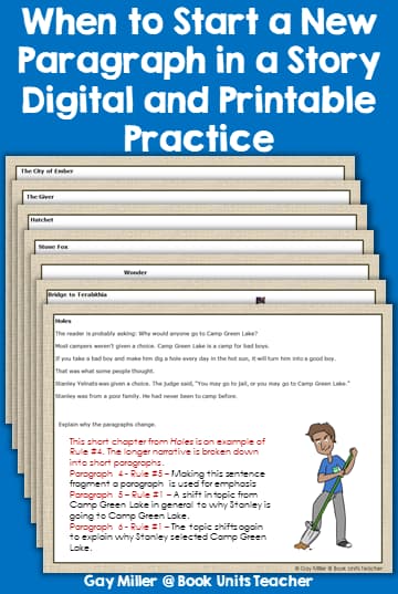 When to Start a New Paragraph in a Story - Book Units Teacher