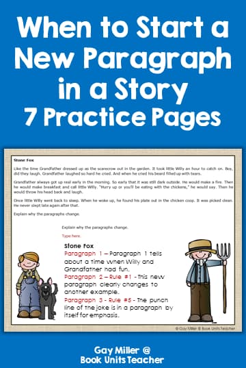 When to Start a New Paragraph in a Story - Book Units Teacher