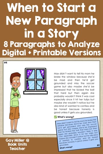 When to Start a New Paragraph in a Story - Book Units Teacher